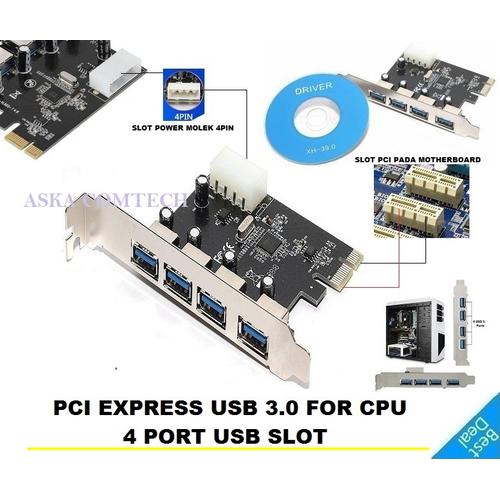 Jual Pci expres card usb 4 port 3.0/PCIE card expres to usb 3.0 4 port ...