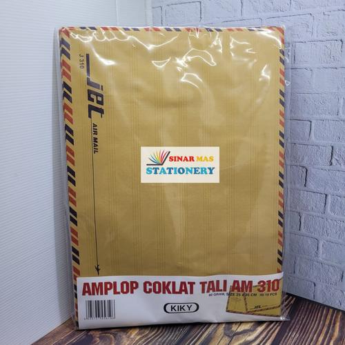Jual Amplop Cokelat Tali Air Mail 310 Map kancing Garis 80 Gram ( 10 ...