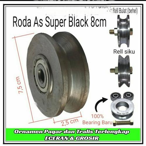 Jual roda pagar black besi super istimewa ukuran 8cm tanpa rumah - rell ...