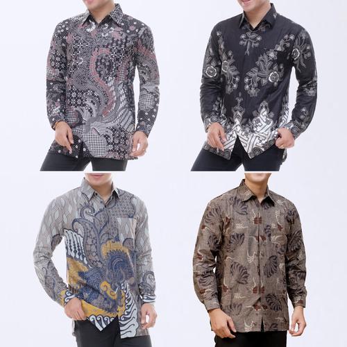 Jual Kemeja Batik Pria Lengan Panjang Hitam Abu - Baju Batik Pria ...