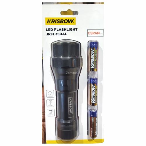 Jual Senter Led Aluminium Krisbow 350 Lm Tahan Air 1 Meter - Baterai ...