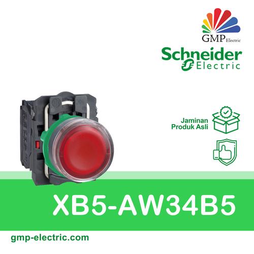 Jual Push Button Lampu Schneider XB5AW34B5 22mm Plastik 24VDC Merah ...