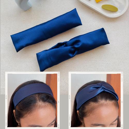 Jual Bandana / Bando Bahan Satin Model Simple dan Silang/Simpul - Navy ...