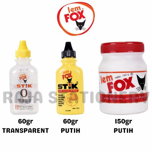 Jual Lem Fox Putih Transparent 60gr 150gr Botol Stik Stick PVAC Kayu ...
