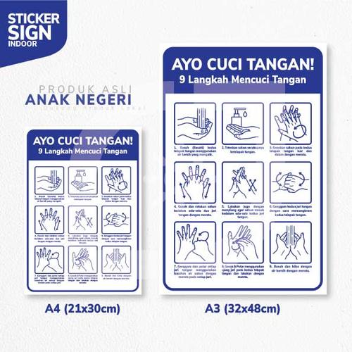 Jual STIKER SIGN Label Langkah/Cara Mencuci Tangan Indoor K3/A4/A3/20 ...