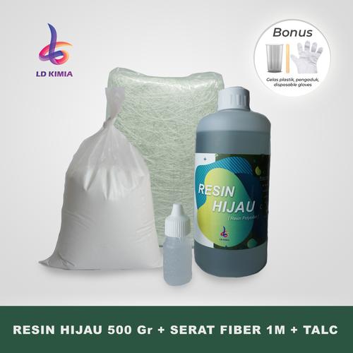 Jual PAKET RESIN HIJAU 500 GR + SERAT FIBER 1X1M + TALC / TALEK - Kota ...