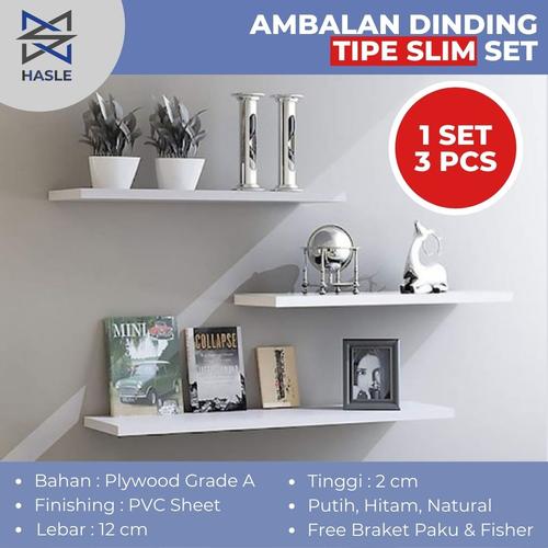 Jual RAK DINDING AMBALAN KAYU FLOATING SHELF MINIMALIS TIPE SLIM SET ...