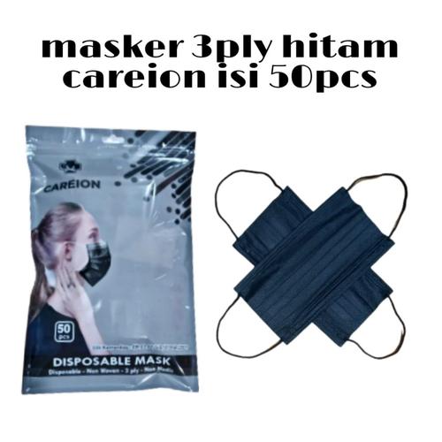 Jual MASKER 3PLY HITAM MASKER 3 PLY HITAM / MASKER HITAM MASKER ...