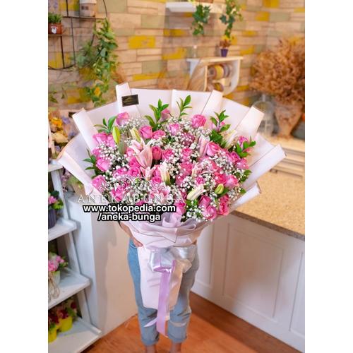 Jual Buket Bunga Mawar Asli Fresh Rose Hand Bouquet Flower Bucket ...