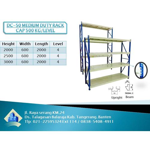 Jual RAK BESI MEDIUM DUTY / RAK GUDANG BERKUALITAS - Tinggi 200cm - Kab ...