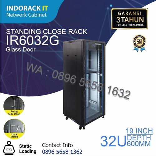 Promo close Rack INDORACK Glass Door Rack Server 32U Depth 600mm ...