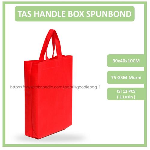 Jual Goodie Bag Spunbond Box 30x40x10 Merah Lusin / Tas Spunbond Polos ...