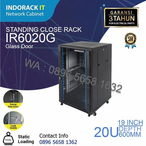 Promo Close Rack INDORACK Glass Door Rack server 20U Depth 600mm ...
