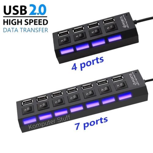 Jual USB HUB 4 Ports USB 2.0 Di Laptop PC Komputer Dengan Tombol ON OFF ...