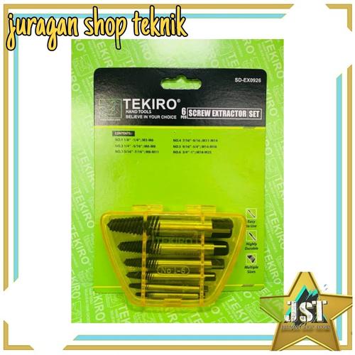 Jual TAP BALIK TEKIRO SET / TAP BAUT PATAH SCREW EXTRACTOR TEKIRO 6 Pcs ...