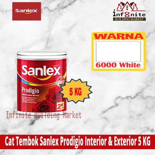 Jual Cat Tembok Sanlex Prodigio Interior Exterior 6000 White 5 KG ...