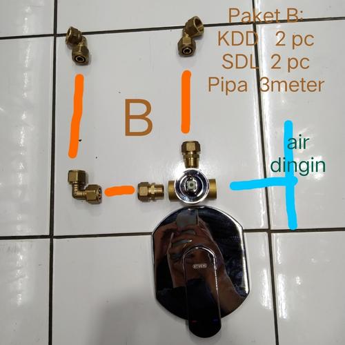 Jual knee aksesoris instalasi kran tanam pipa fitting kuningan - paket ...