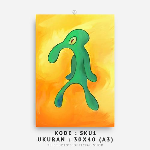 Promo Poster Lukisan Squidward Ukuran Besar A3 30x40cm Hiasan Dinding ...