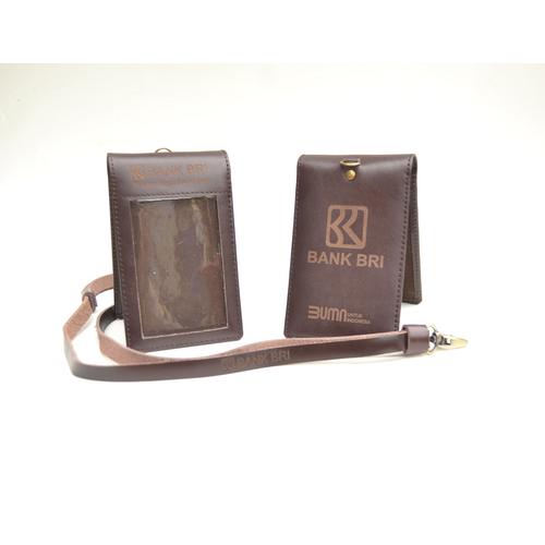 Jual Name Tag Holder ID Card Holder Kulit Logo BRI Cokelat Tua - Kab ...