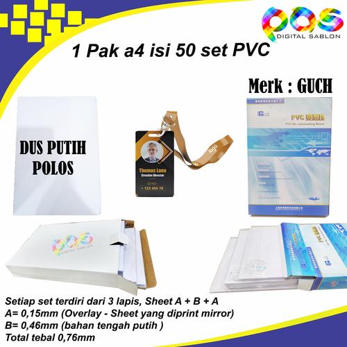Jual Bahan Pvc ID Card uk A4, ( 1Pak IsI 50 set ) / PVC ID CARD - DUS ...