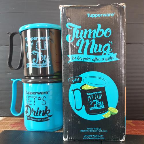 Jual Tupperware Jumbo Mug (2) Blue Black Cangkir Minum Jumbo Dengan ...
