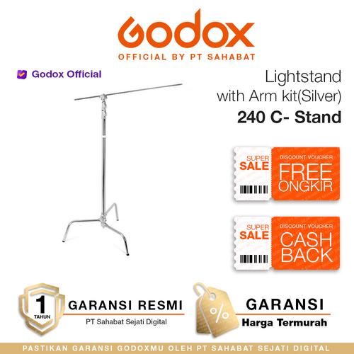Jual GODOX 240 C- Stand with Arm kit(Silver) / Godox Lightstand 240CS ...