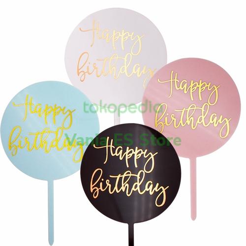 Jual Topper Cake Akrilik Tusukan Happy Birthday Bulat - Hitam - Jakarta ...