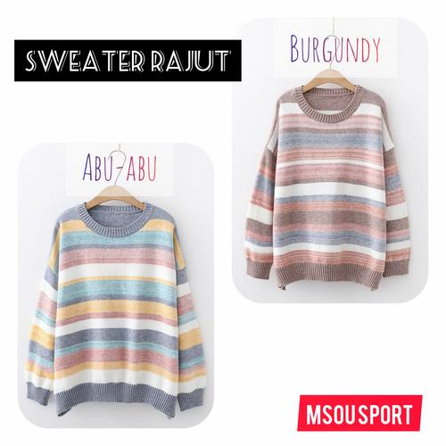 Promo Sweater Rajut Wanita Premium Atasan Tebal Motif Garis Salur ...