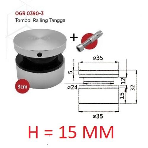 Jual Glass Railing Pin Konektor Kaca Tembok 1,5 Cm Pin Kaca Tangga 15 ...