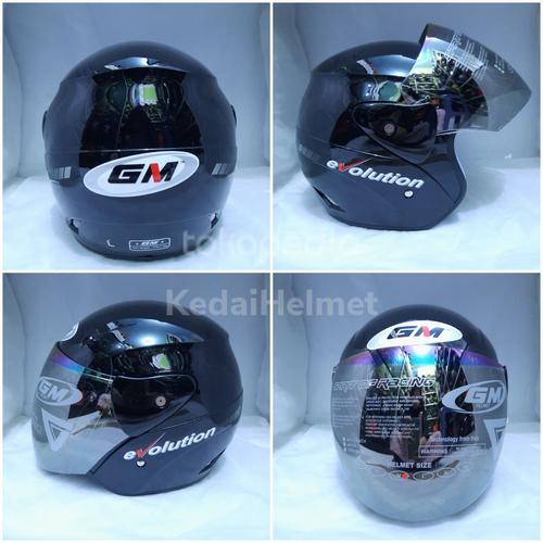 Jual HELM GM EVOLUTION SOLID BLACK METALIK - HITAM METALIK KACA PELANGI ...