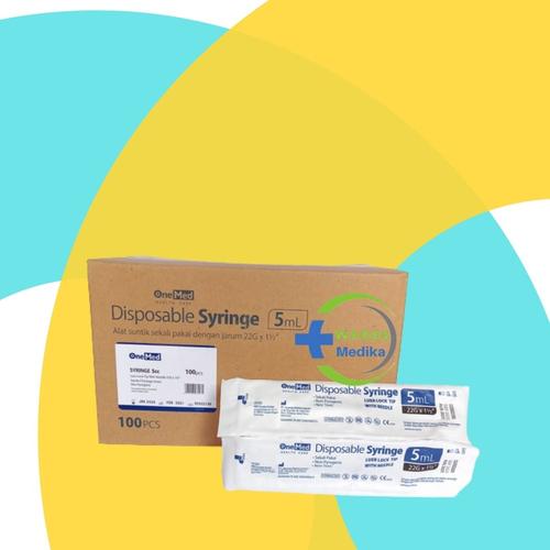 Jual Syringe 5cc with Needle 22G OneMed / Spuit 5cc/ml OneMed 1 Box isi ...