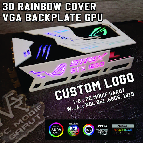 Jual 3D RAINBOW COVER VGA BACKPLATE GPU CUSTOM LOGO SYNC MOBO - TANPA ...