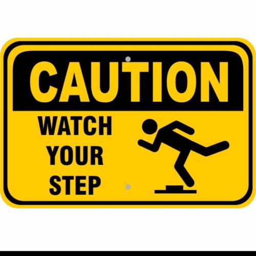 Jual sign plat CAUTION WATCH YOUR STEP / plat perhatian langkah anda ...