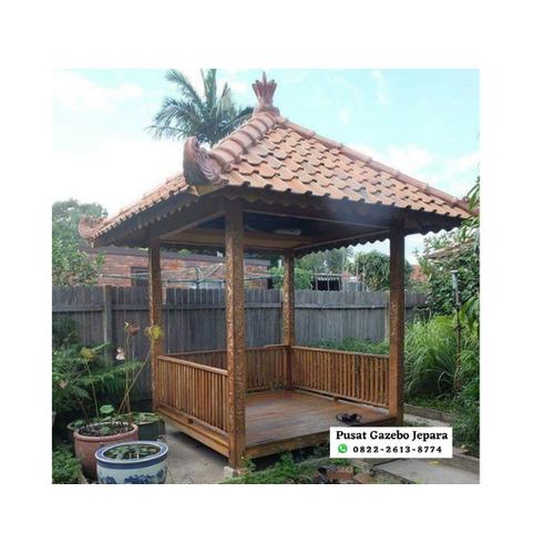 Jual gazebo kayu jati tiang motif ukiran / gazebo kayu / saung gazebo ...