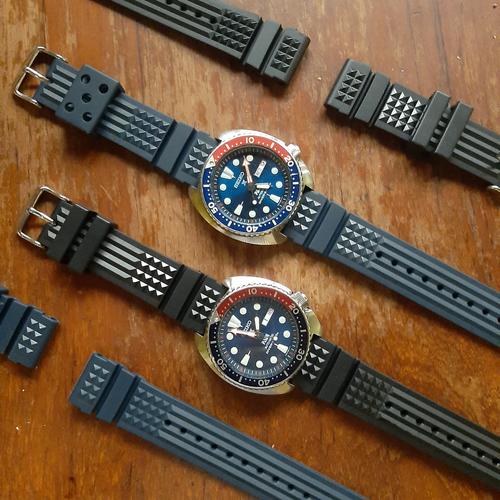 Jual 22mm tali jam tangan rubber waffle strap rubber diver waffle ...