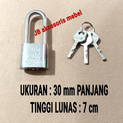 Jual GEMBOK PUTIH 30 mm Leher PANJANG / GEMBOK KUNCI PAGAR TOKO RUMAH 3 ...
