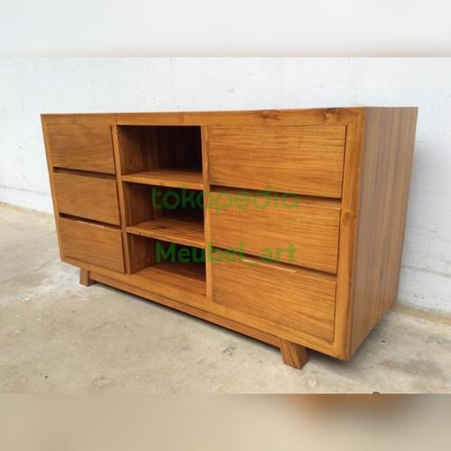 Jual meja rak tv minimalis kayu, buffet tv laci kayu jati, credenza ...