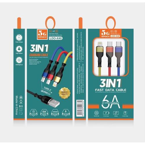 Jual KABEL DATA 5G CABLE 6A 3in1 MICRO USB 3.0 TYPE C LIGHTNING IPHONE ...