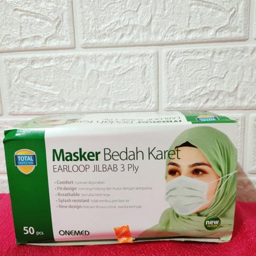 Jual masker bedah surgical mask onemed headloop Hijab 3 ply original ...