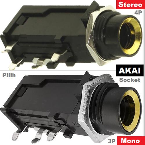 Jual Socket Stereo/Mono Headphone/Microphone Soket Jack MIC Akai Toa 6 ...