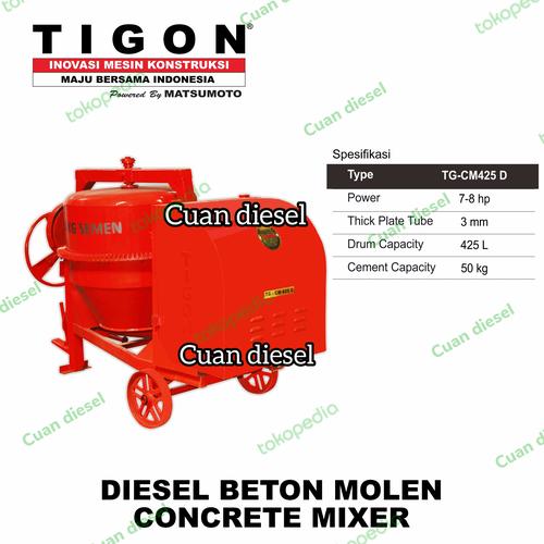 Jual Mesin Molen Semen Cor TIGON 500 L 50 KG + diesel RD 85 8.5 PK KUBOTA - Kab. Tangerang ...