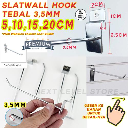 Jual Slatwall Hook Cantolan 5 10 15 20 CM TEBAL 3,5mm Stainless Slat ...