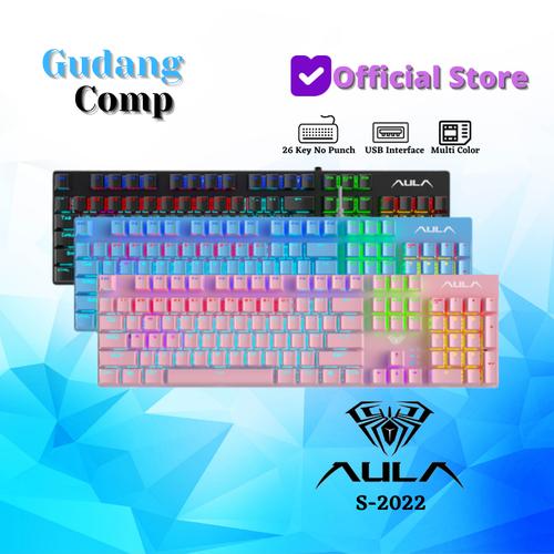 Jual Aula S-2022 / S2022 Mechanical Keyboard Gaming Wired - Merah Muda ...