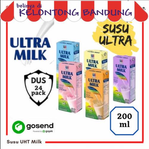 Jual Ultra Milk 200 ml Susu UHT 200ml Taro Caramel Karamel Coklat dus ...