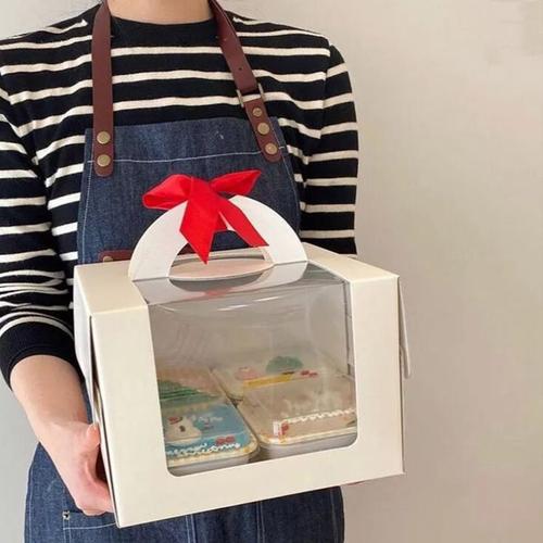 Jual White Paper Gable Cake Box With Handle & Window / Kotak Kue ...