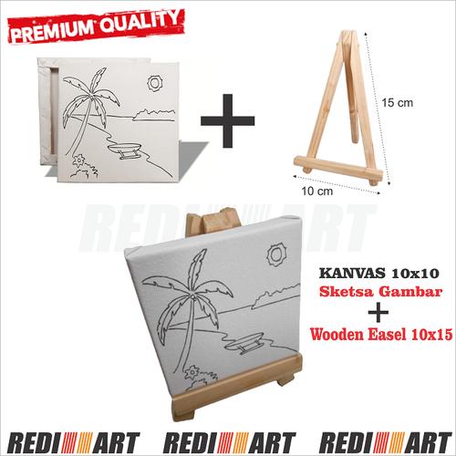 Jual Kanvas Lukis Sketsa Gambar 10x10 cm + Easel Mini 10x15 cm - KD2 ...