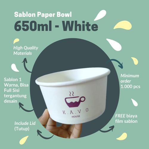 Jual Paper Bowl 650ml + Lid + Sablon 1 warna - Kota Tangerang Selatan ...