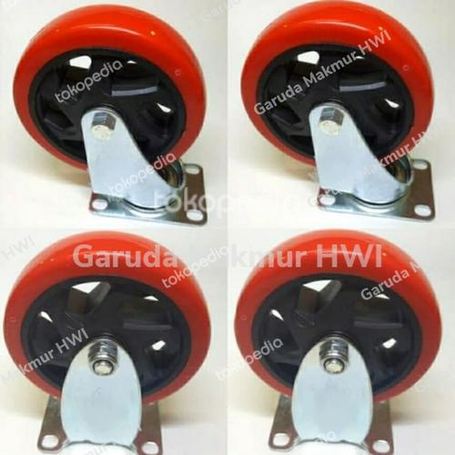 Jual roda pu merah medium duty taiwan 4 inch hidup mati - Jakarta Barat ...