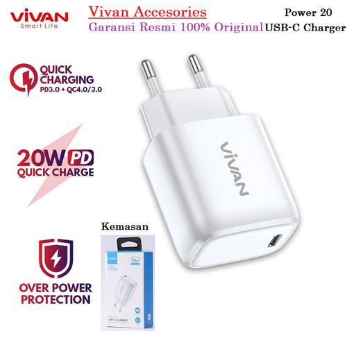 Jual Vivan Power 20 USB-C 20W Power Adapter PD Charger Apple iPhone ...