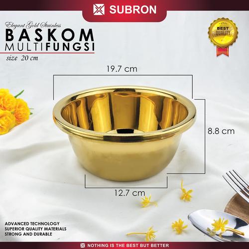 Jual Subron Baskom Stainless Gold 20cm Tinggi Tebal Multifungsi - Kab ...